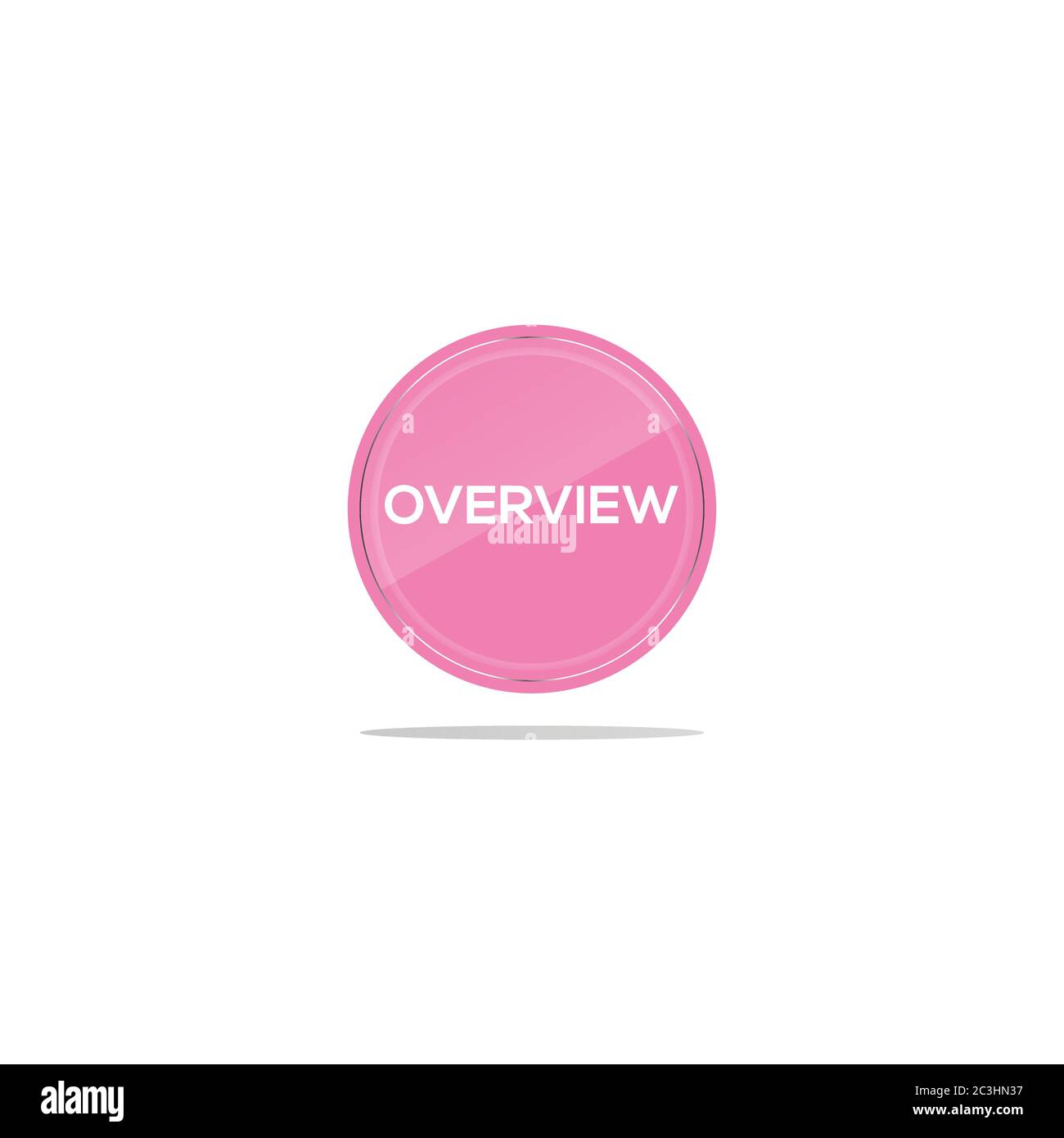 Writing overview in a pink circle. There is a circular glass in front ...