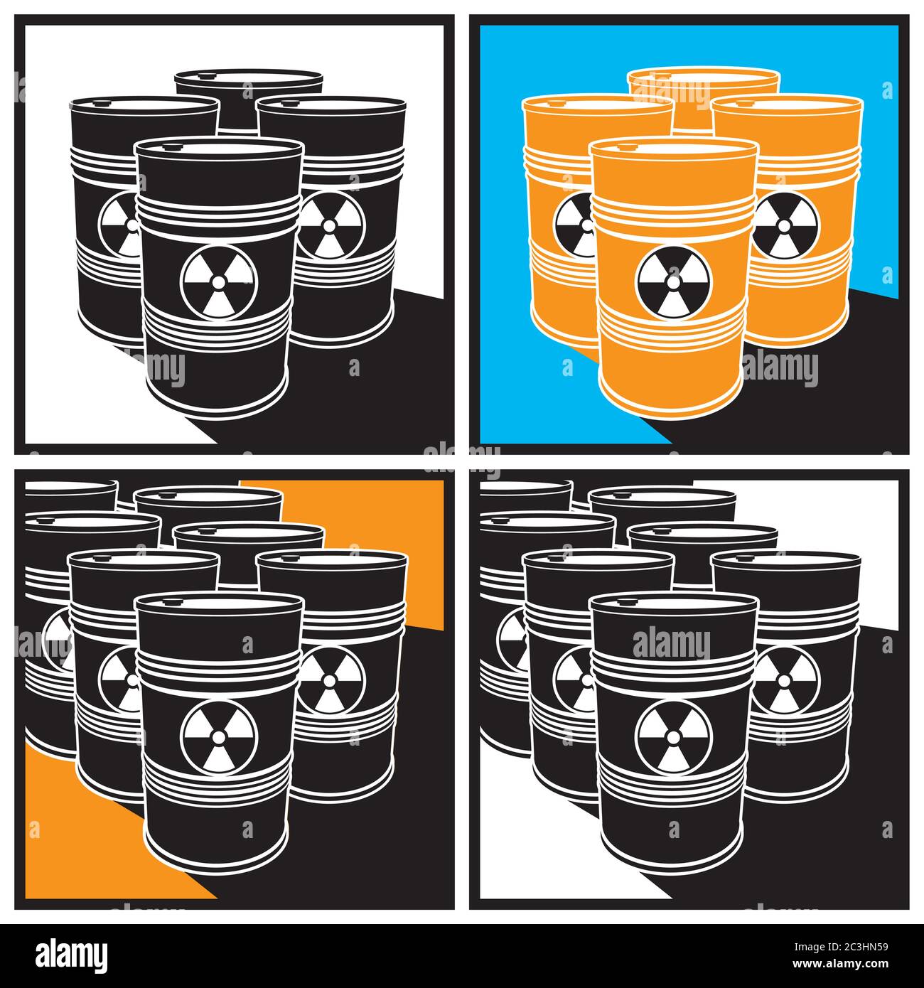 Stylized vector illustration on the theme of ecology and radioactive ...