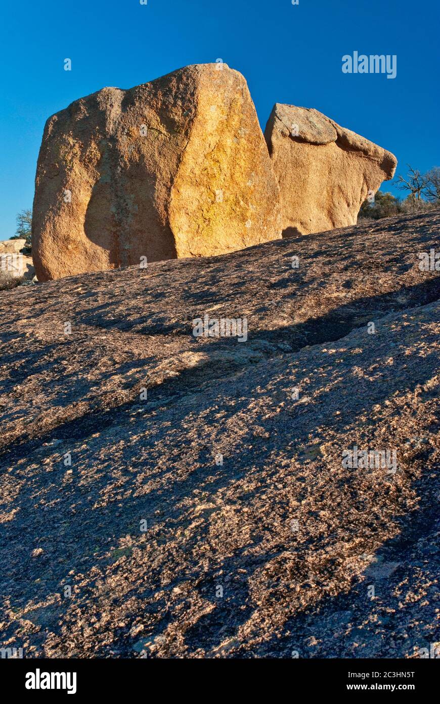 Granite boulder at Main Dome at Enchanted Rock State Natural Area, in ...