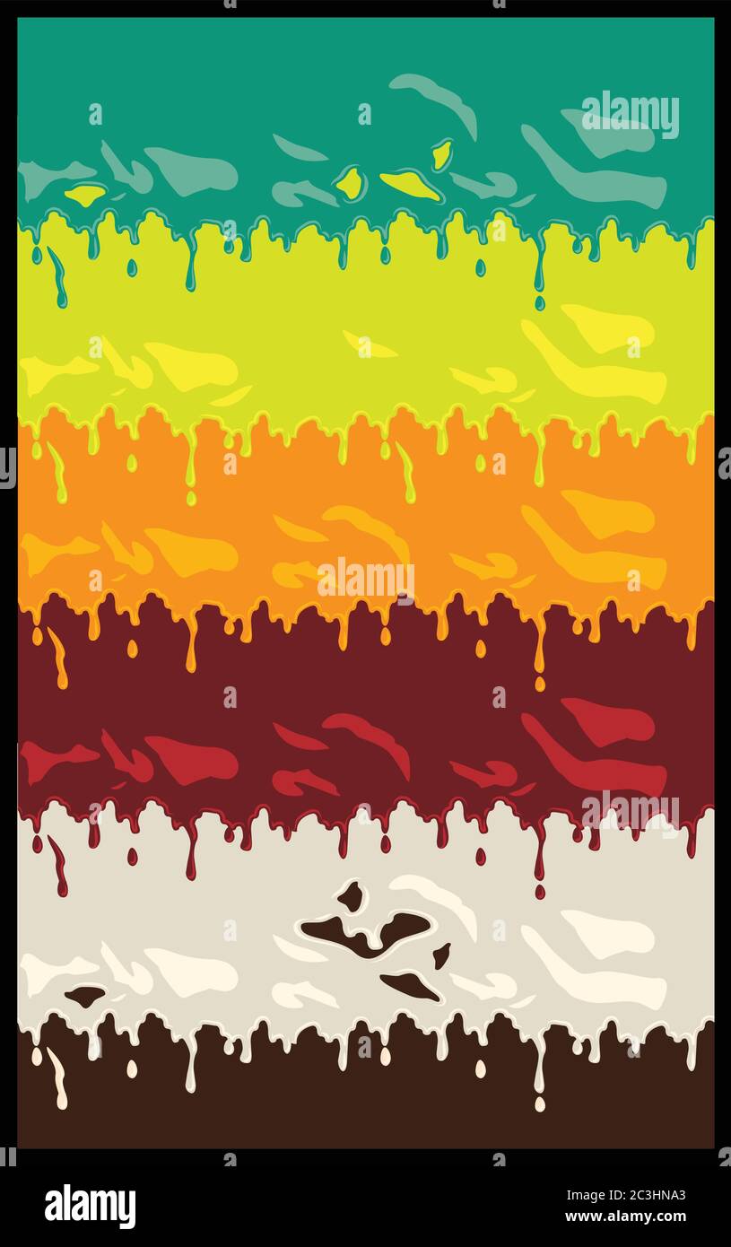 set of stylized vector illustration stains simulating different liquids ...