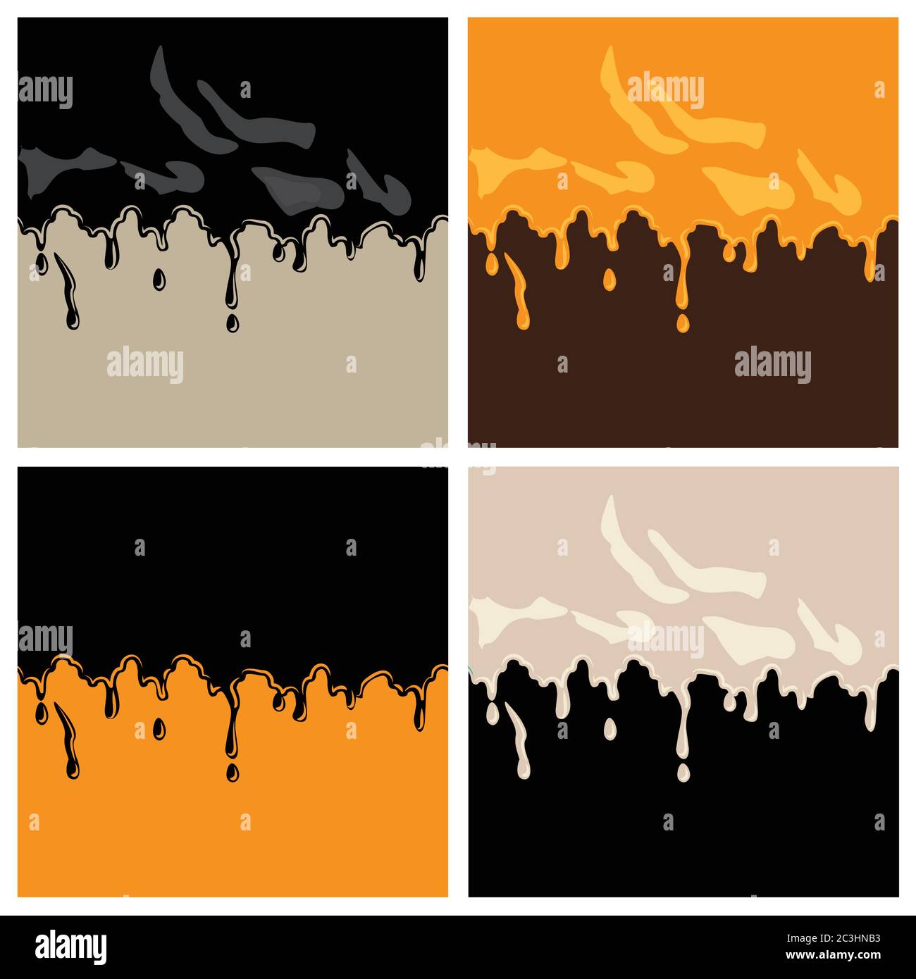 vector illustration stylized drips simulating different liquids ...