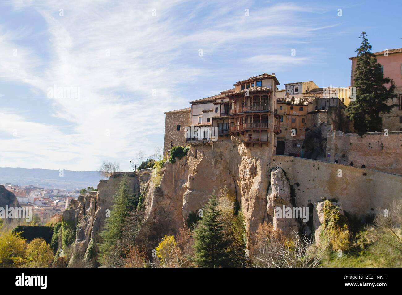 Casas Colgadas monumental buildings in Cuenca old town, Spain Stock ...