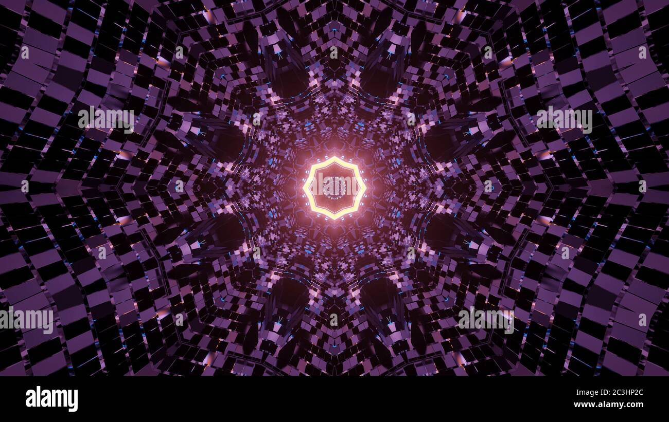 Futuristic illustration of a cosmic environment with purple and blue ...