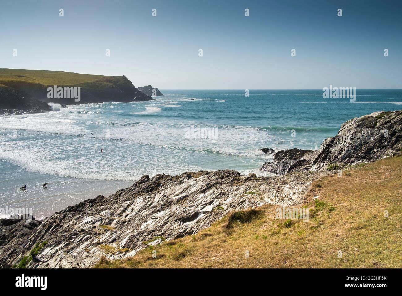 Incoming tide at the rugged secluded tide at Polly Porth Joke in ...