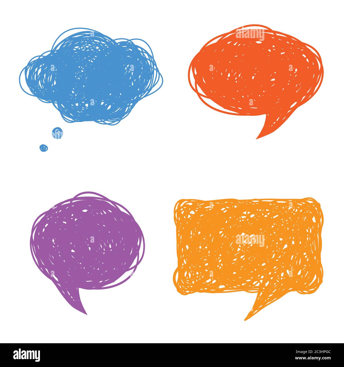 Colorful hand drawn speech and thought bubbles, vector illustration ...