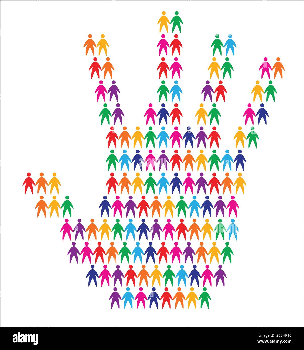 Hand print with colorful people pictograms background, abstract vector ...