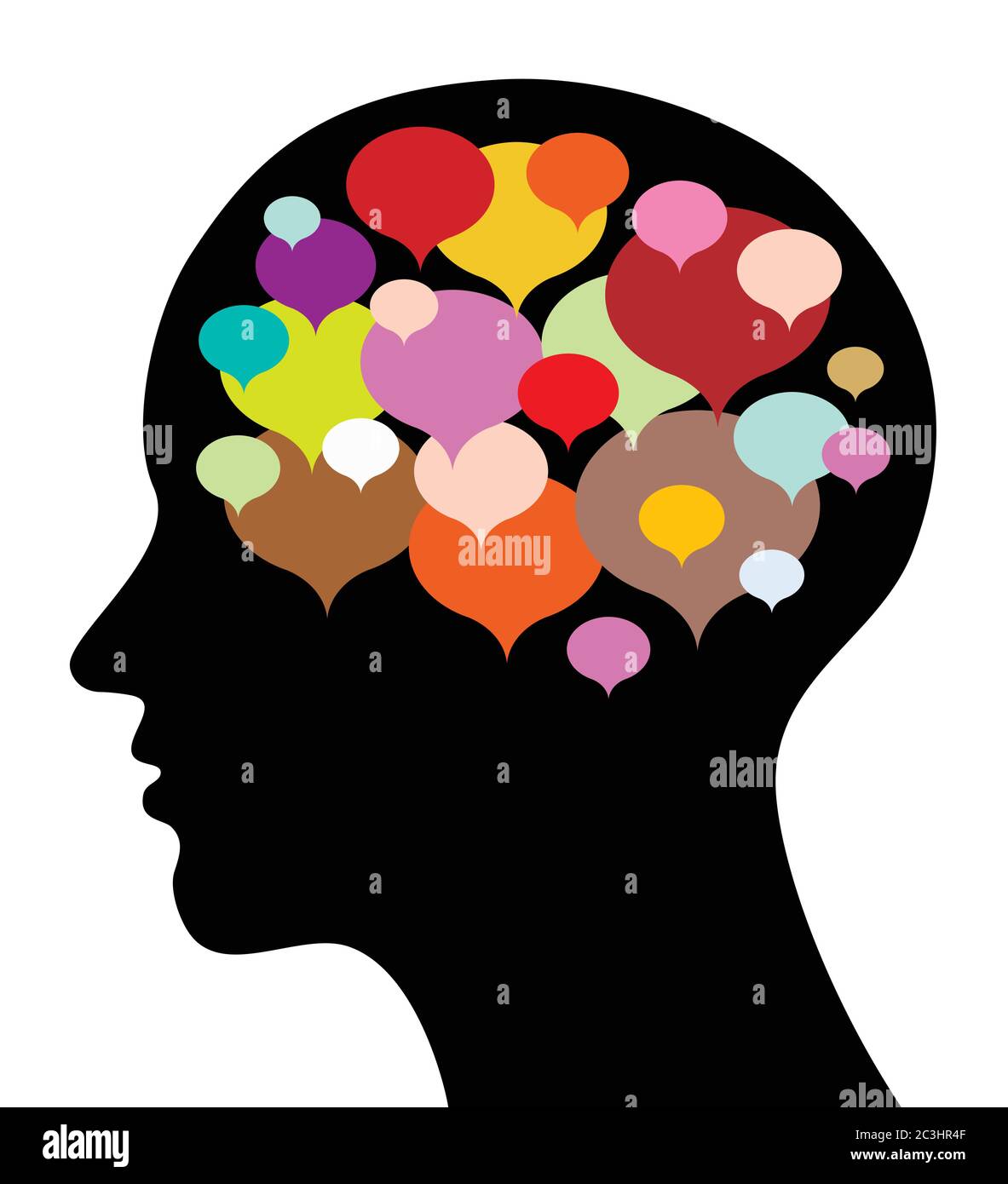 Head Profile with thought bubbles. Vector illustration Stock Vector ...