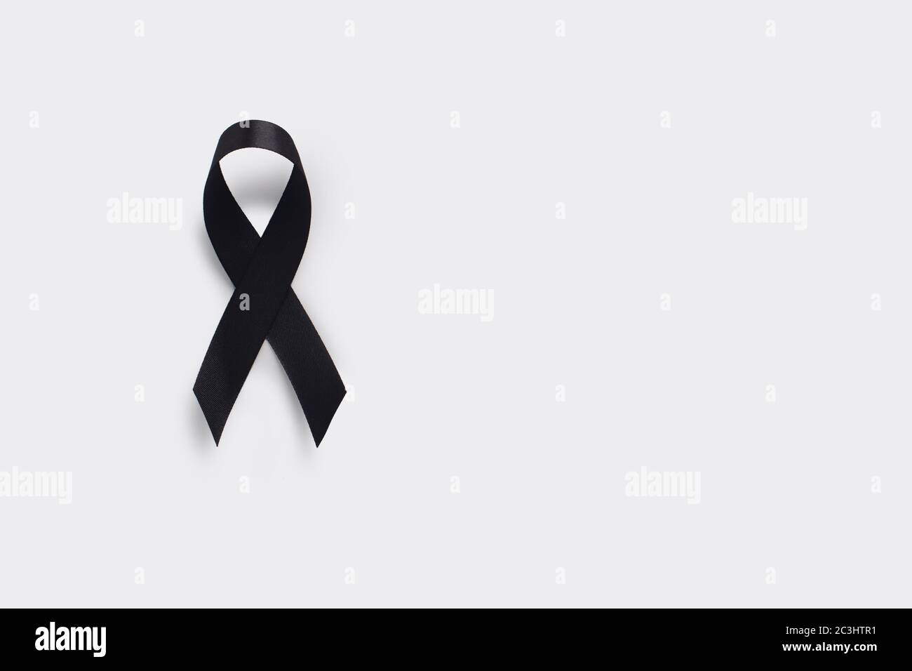 Melanoma and skin cancer awareness ribbon. Realistic Black Ribbon Stock ...