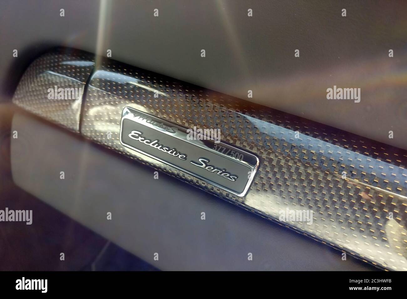 Moscow, Russia - May 09, 2019: Golden Porsche 911 Exclusive series ...