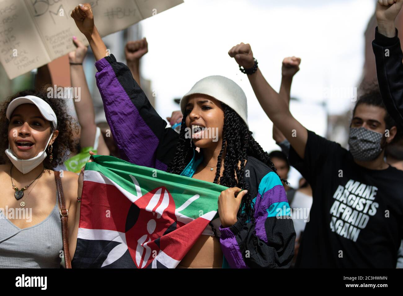 London, UK. 20th June, 2020. BLM Protestors march from Parliament ...