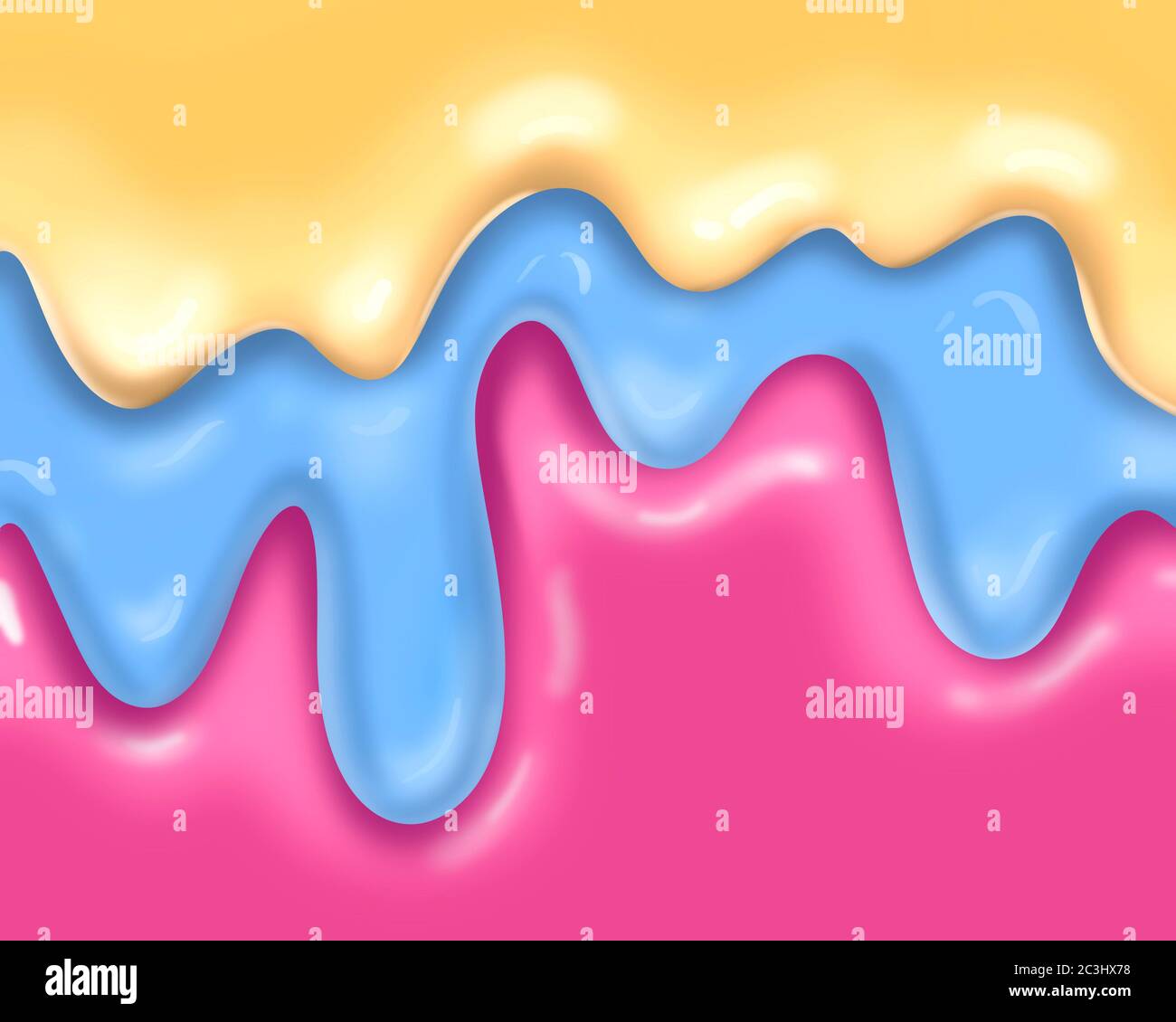 Glossy multi-colored cream flows and shines. 3d illustration of cream ...