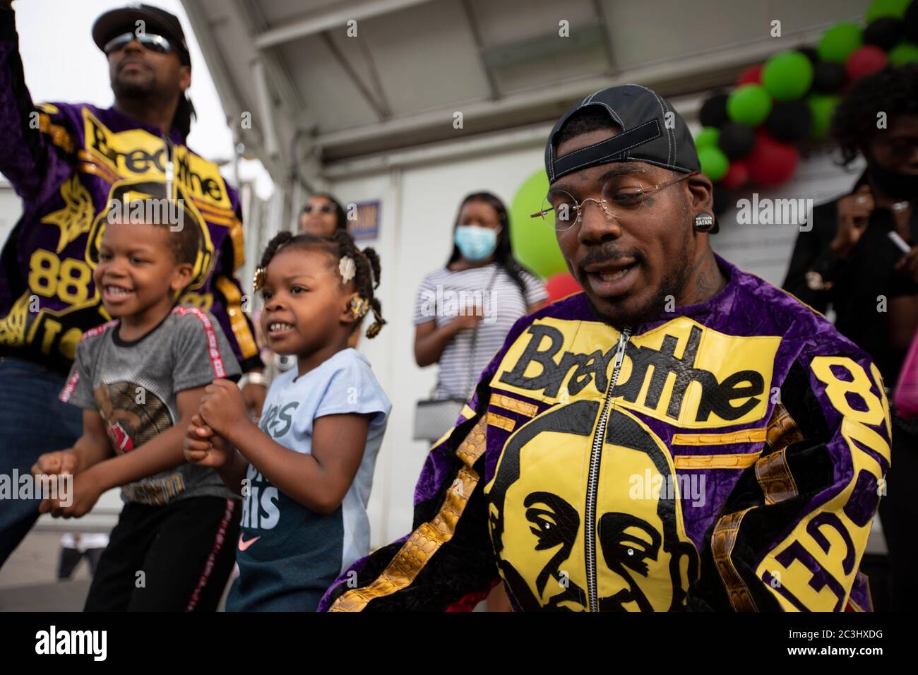 June 19, 2020: Children dance on stage at a Juneteenth celebration for ...
