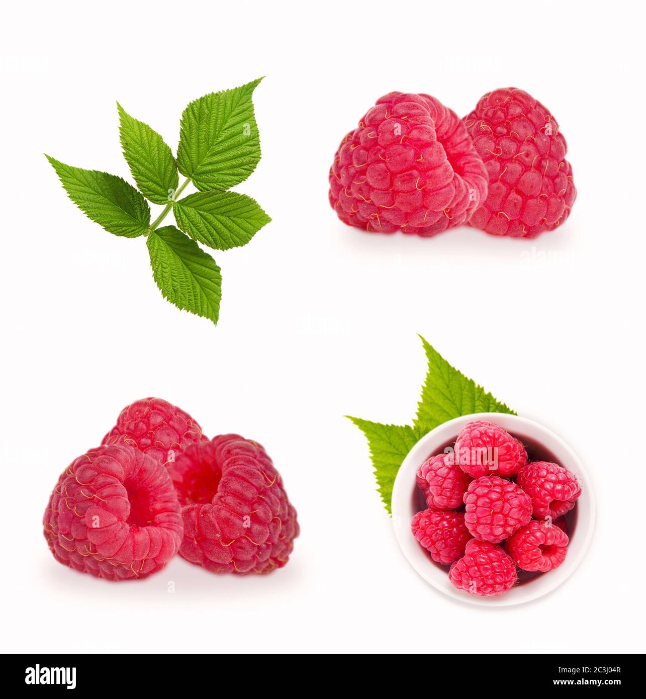 Raspberries set isolated on white background. Collage of raspberries ...