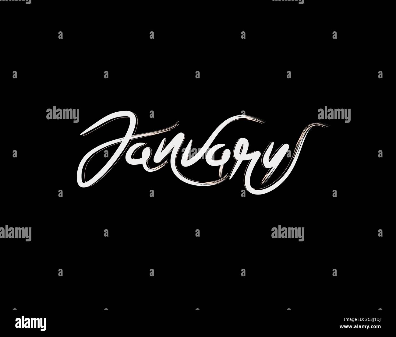January Lettering Text on black background in vector illustration Stock ...