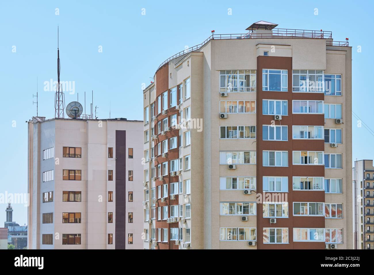 Multistorey building with new modern apartments. Multi-storey facade ...