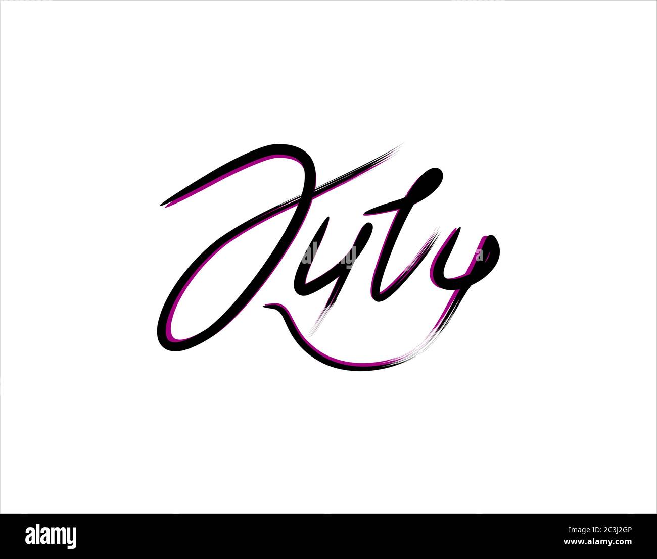 July Lettering Text on white background in vector illustration Stock ...