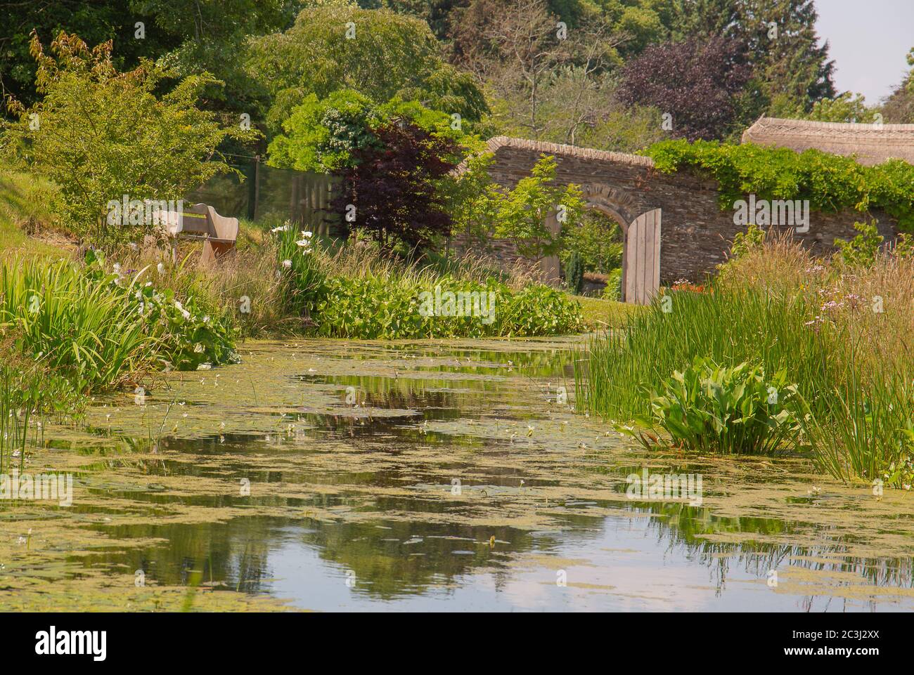 A view of the lake looking down to the walled garden at the garden ...