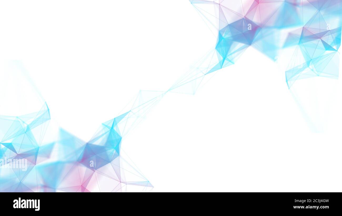 Abstract blue background with blue particles. Abstract triangles and ...