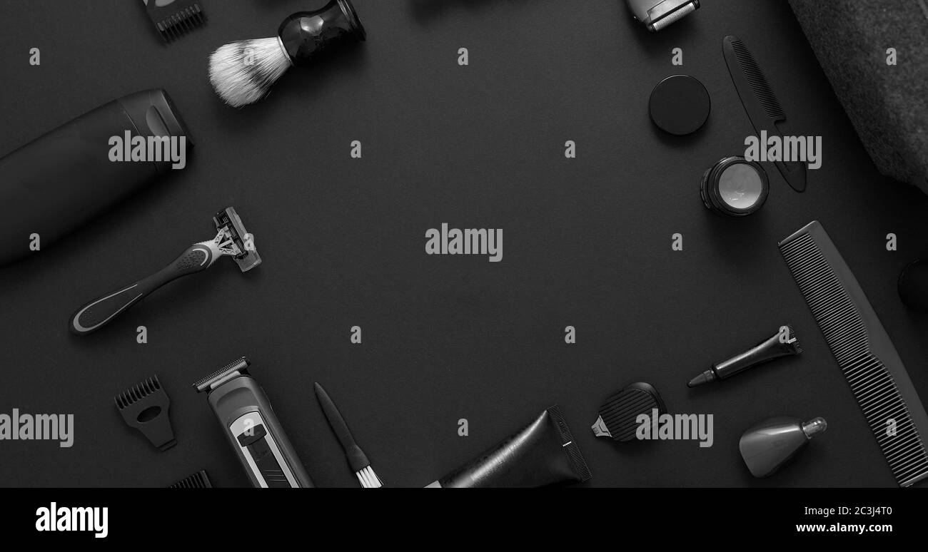 Mens grooming background Black and White Stock Photos & Images - Alamy