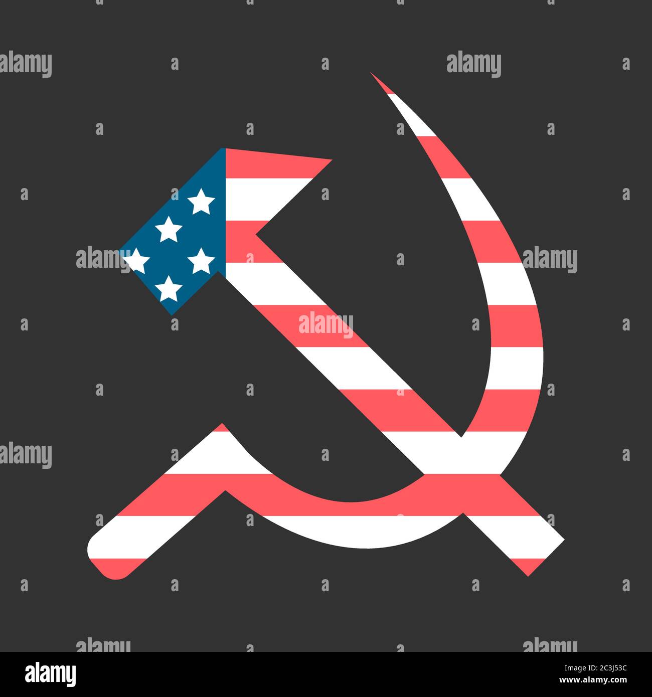 Hammer and sickle set with the USA flag texture Stock Vector Image ...