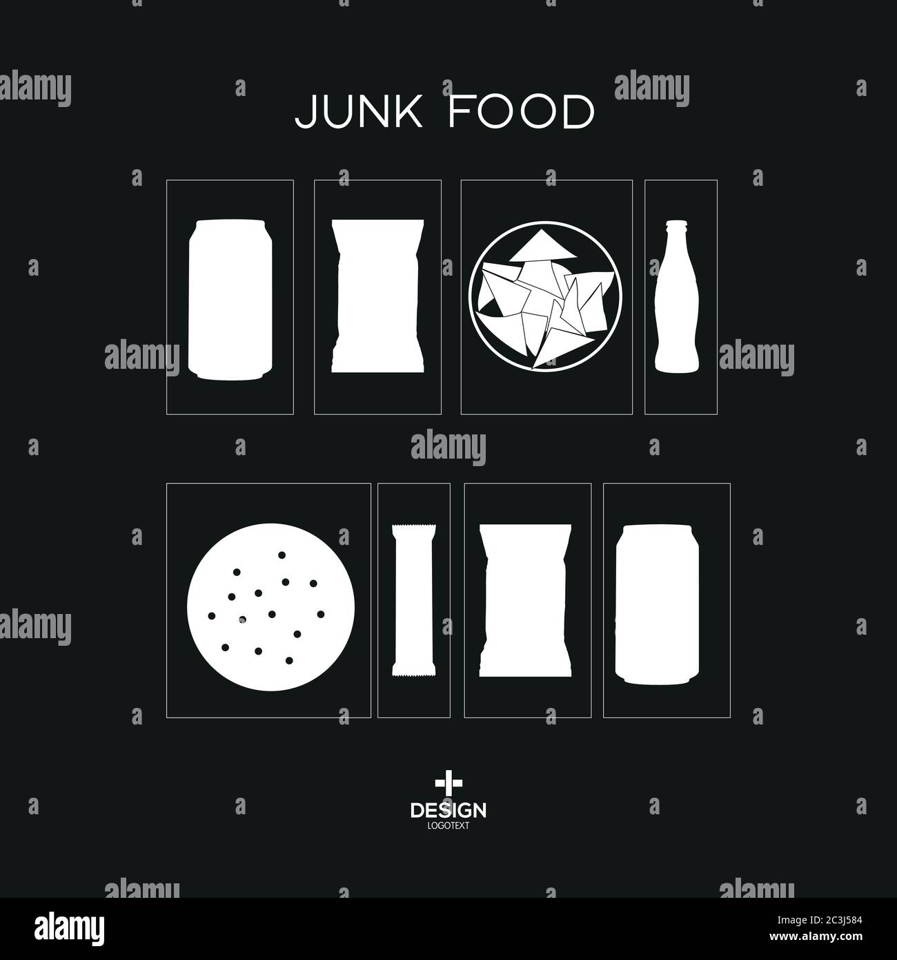 Junk food on a black and white background.Advertising poster design for ...