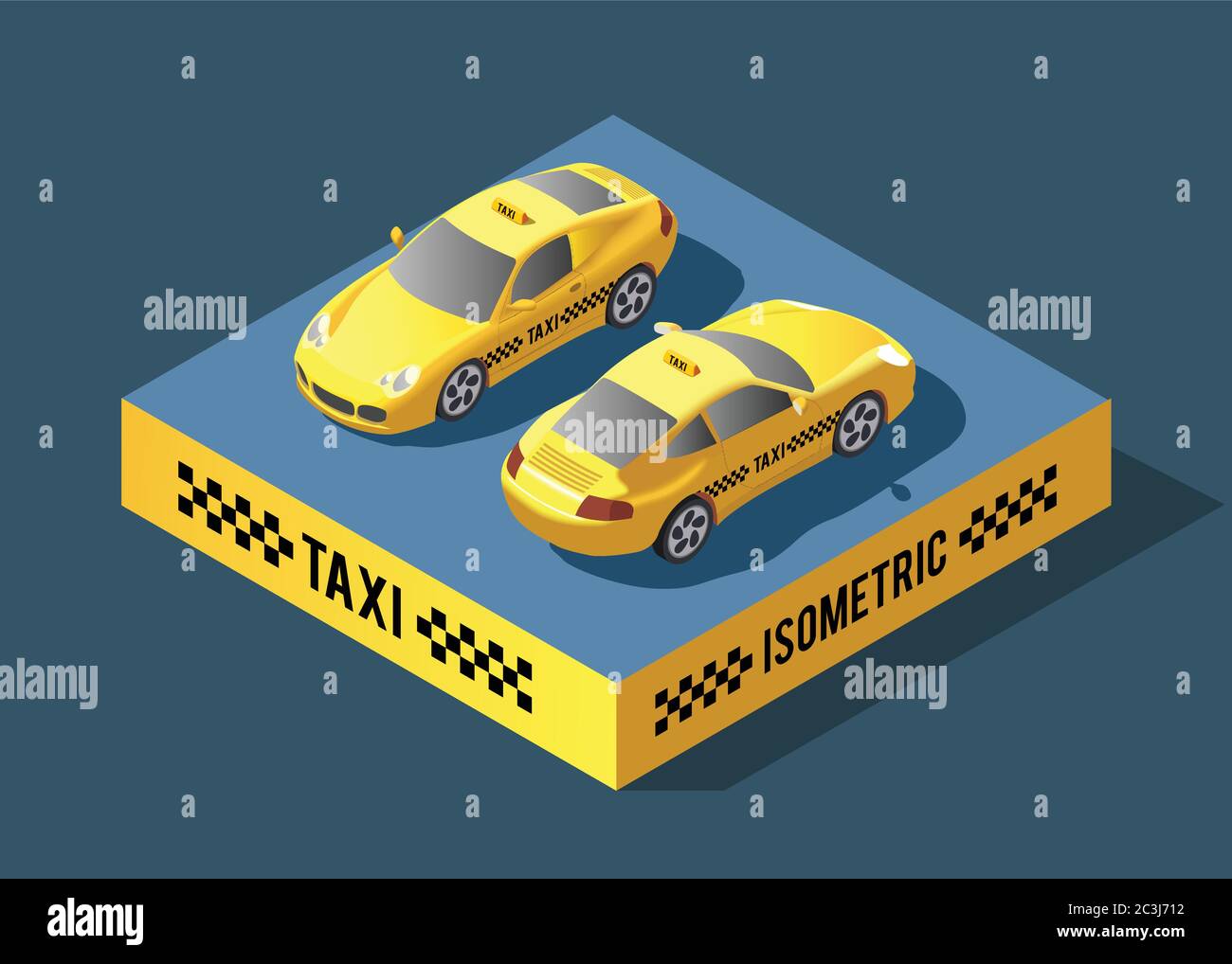 Yellow sedan car. Taxi transport, service. Infographics and game design ...