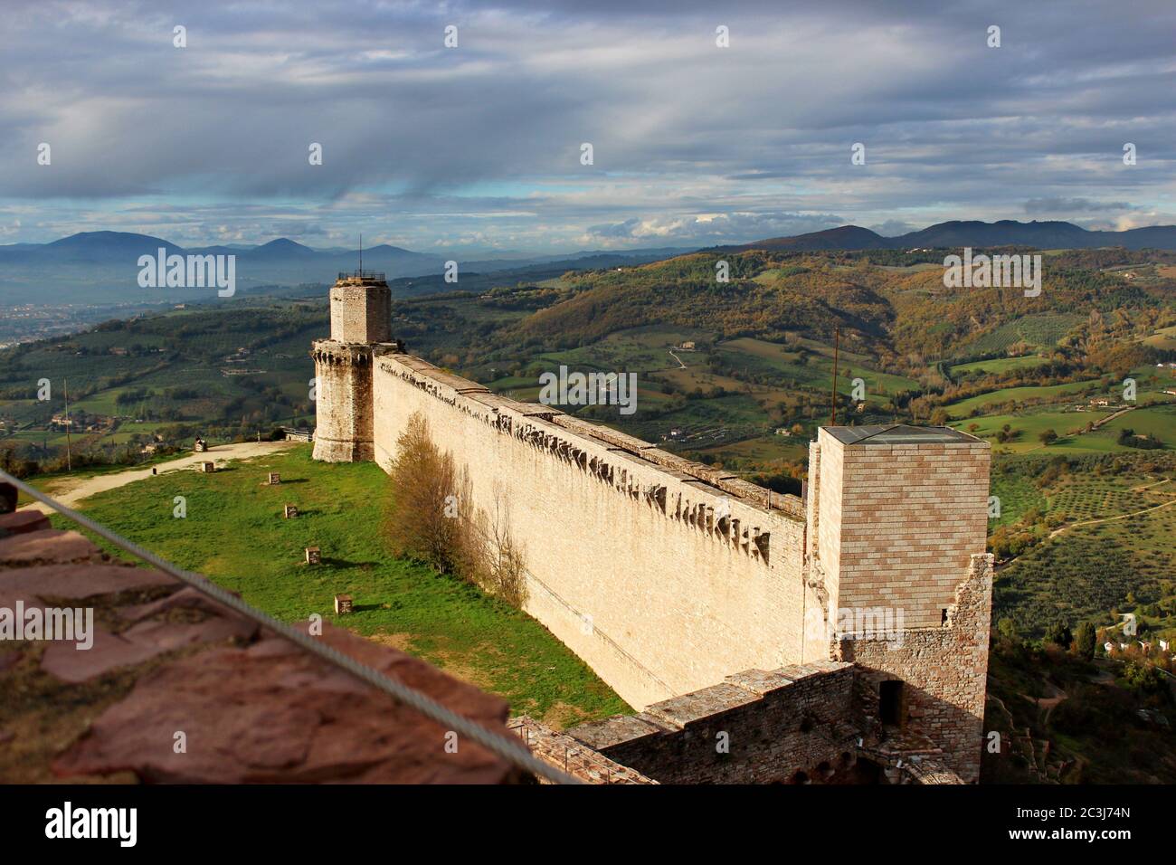 The ruins of the medieval castle of Assisi, in Umbria, Perugia, Italy ...