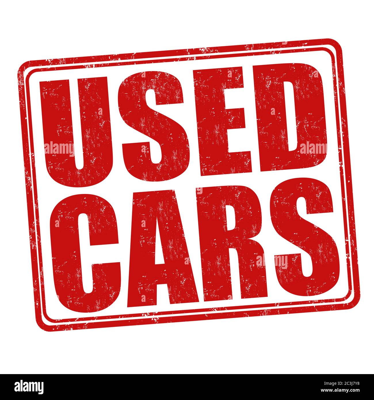 Illustration of a red sign saying "used cars" isolated on a white ...