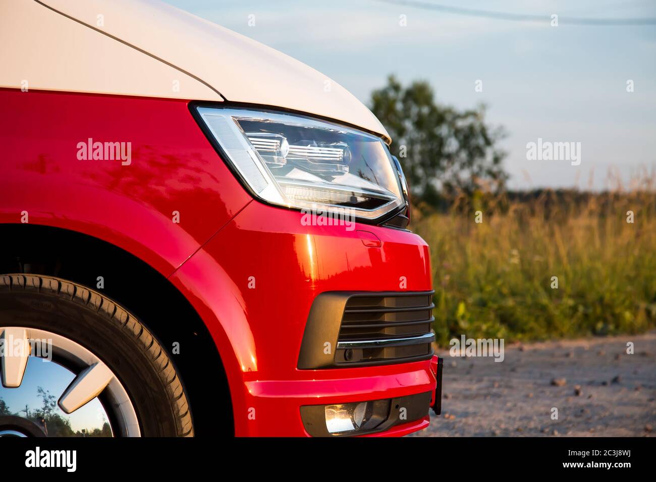 St. Petersburg, Russia - July 22, 2019: Red and white colored modern ...