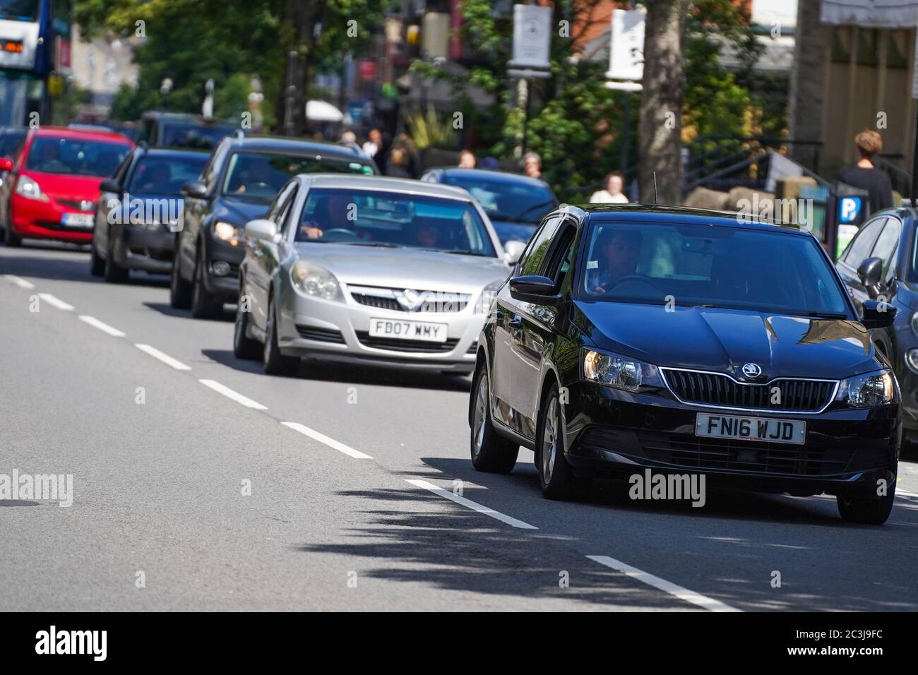Sheffield, 20th June UK. Traffic builds up on the A625 in Sheffield ...