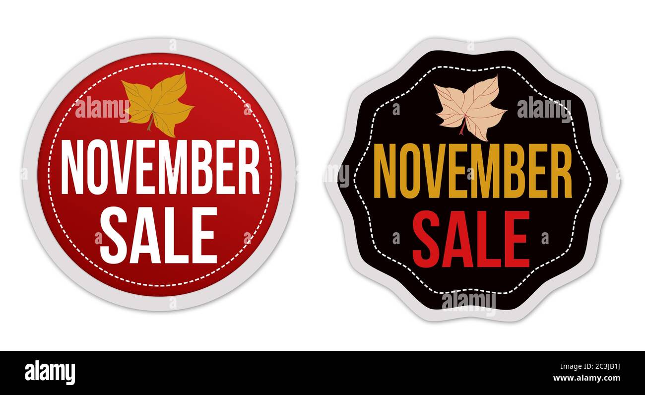 Illustration of two "November sale" stamps isolated on a white ...