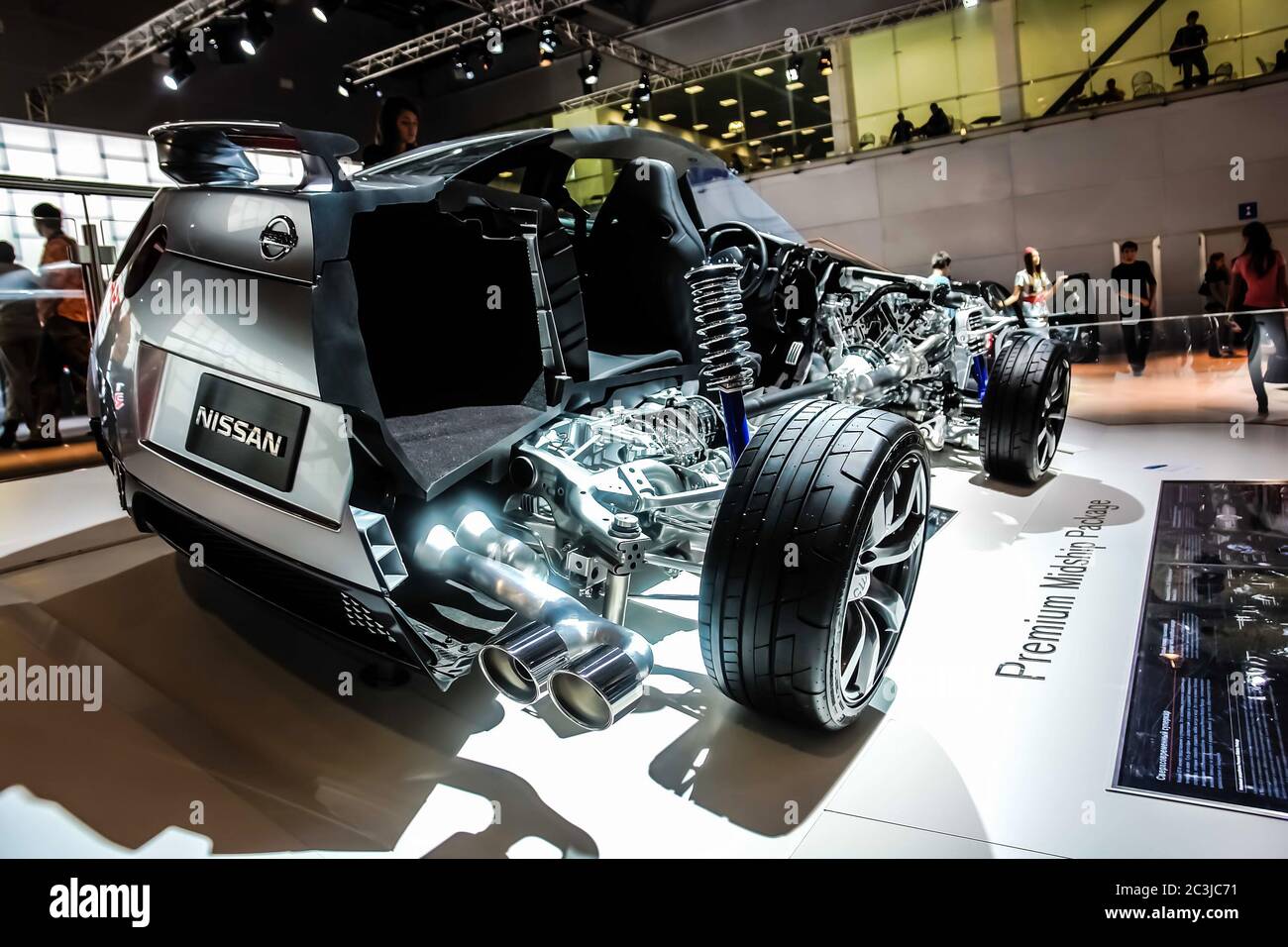 Moscow, Russia - May 25, 2019: Car sectioned. The internal structure of ...