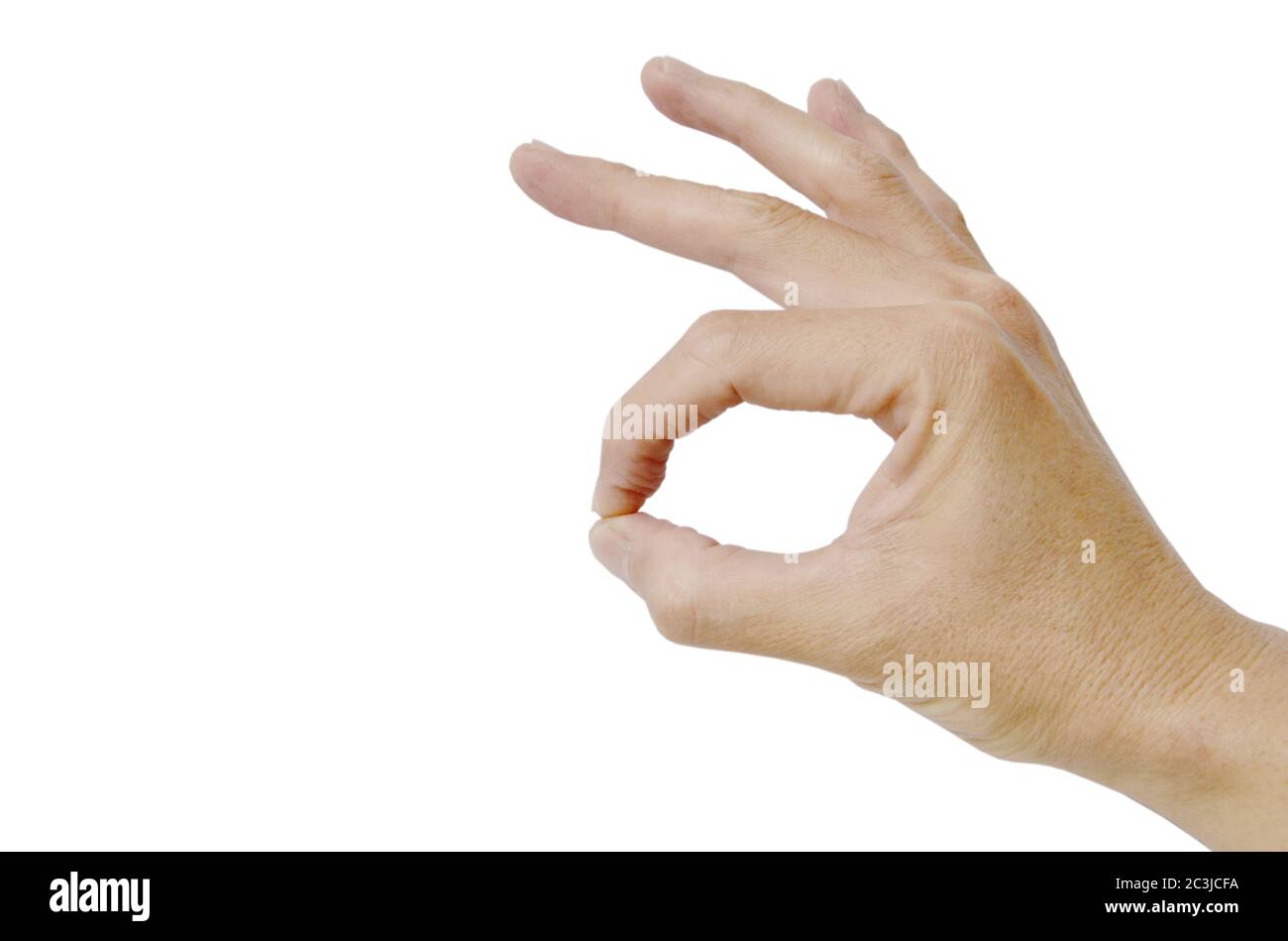 human finger make OK symbol on white background Stock Photo - Alamy