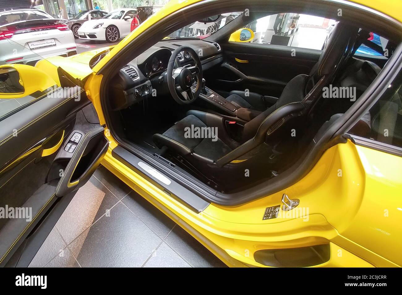 Russia, Moscow - May 04, 2019: Open driver door cockpit and Interior of ...