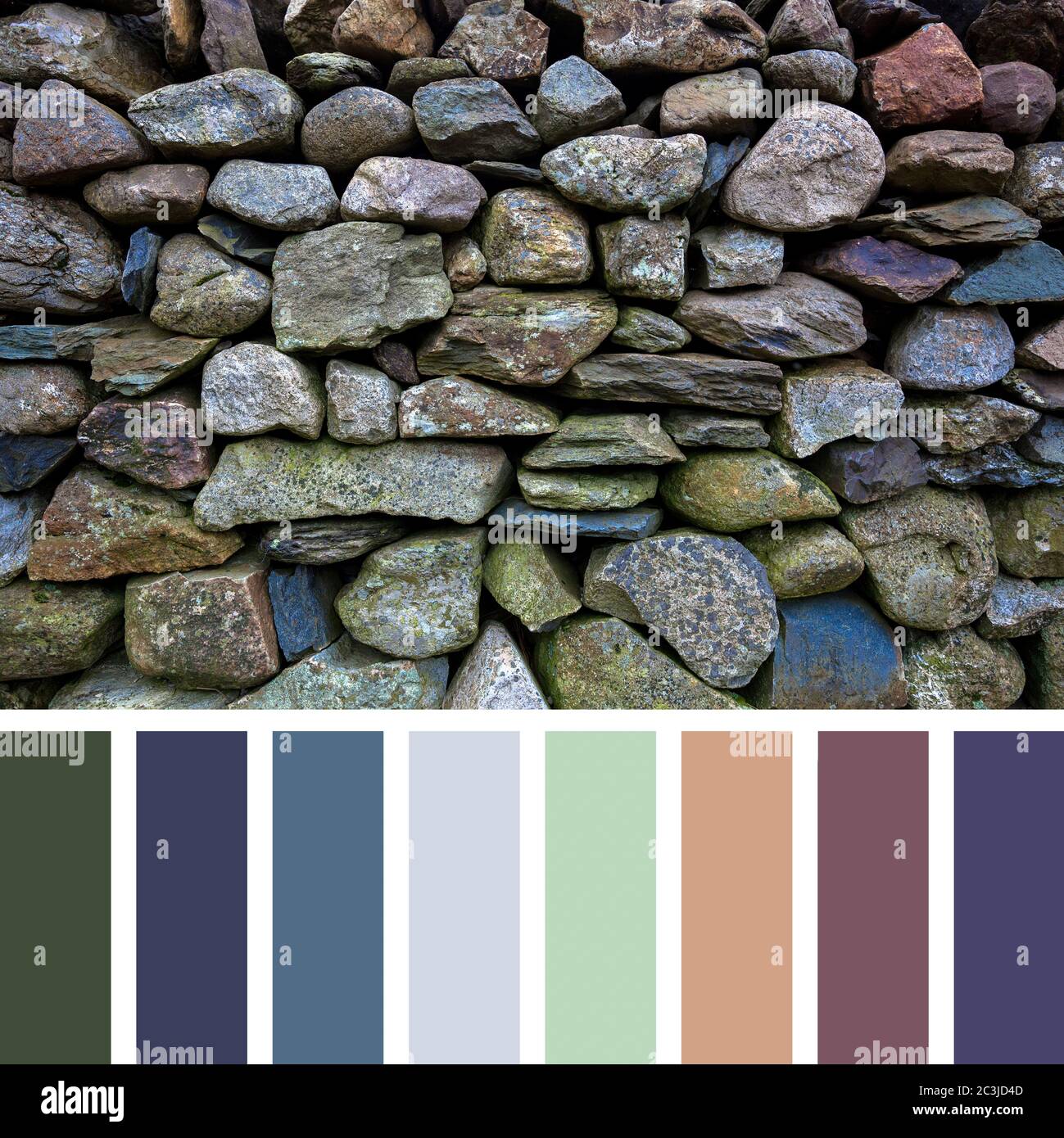 Detail of an old dry stone wall in a colour palette, with complimentary ...