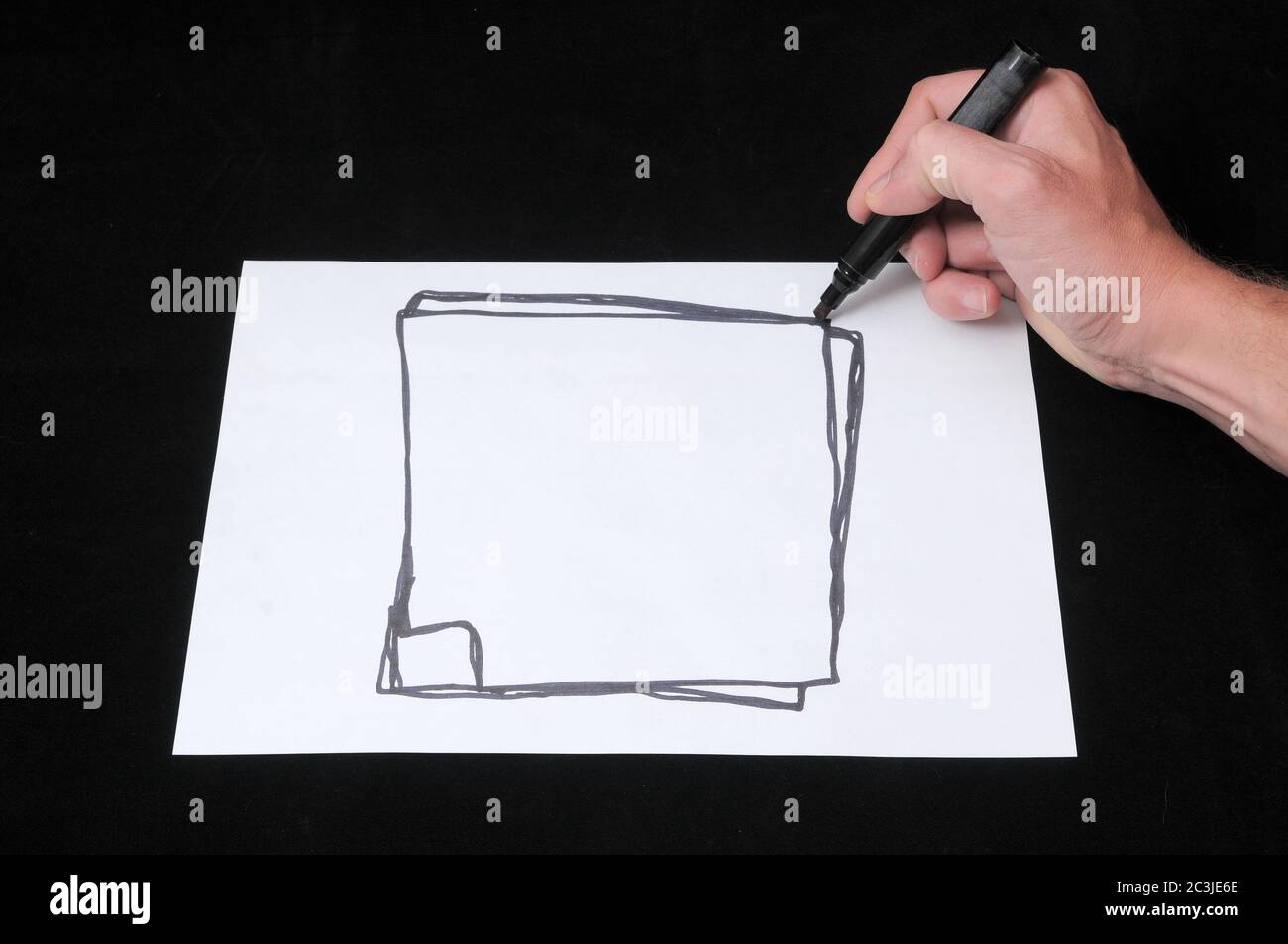 A Caucasian Male Hand Drawing on a White Paper Stock Photo - Alamy