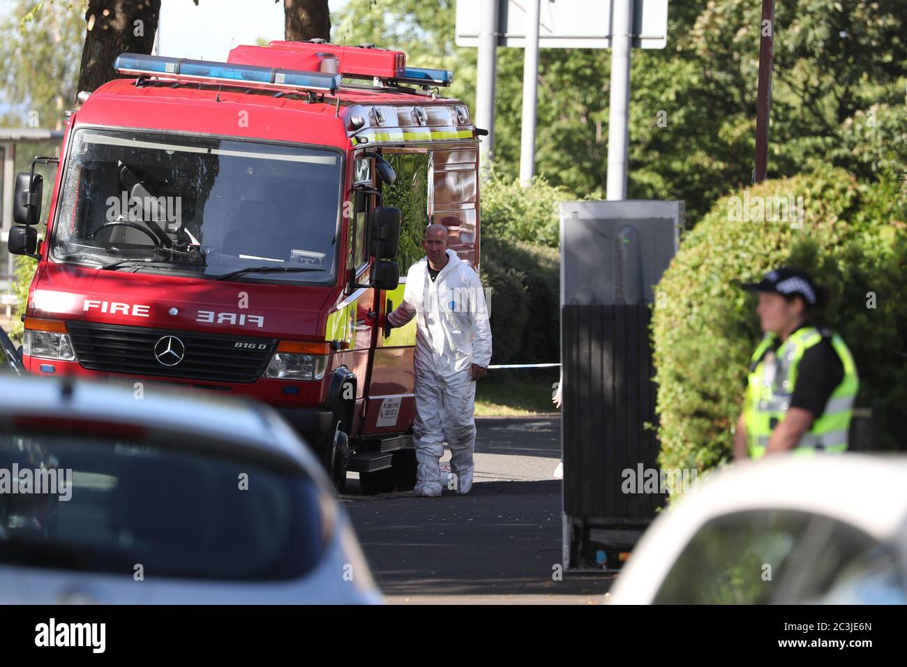 Forensic investigators at the scene of a fire at a flat in Paisley ...