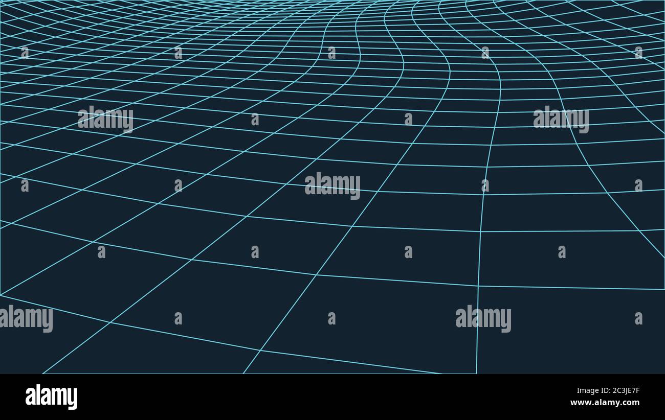 Abstract vector landscape background. Cyberspace grid. 3d technology ...