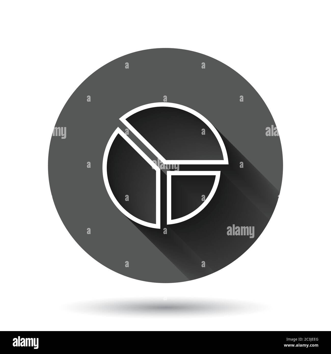 Chart icon in flat style. Diagram vector illustration on black round ...