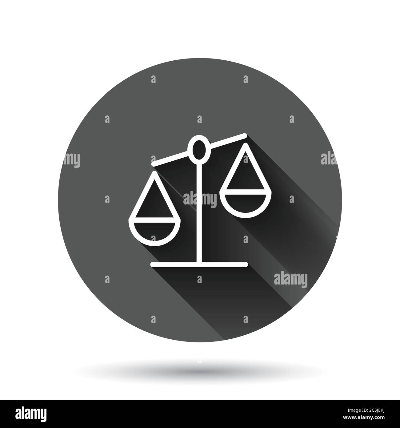 Scale balance icon in flat style. Justice vector illustration on black ...