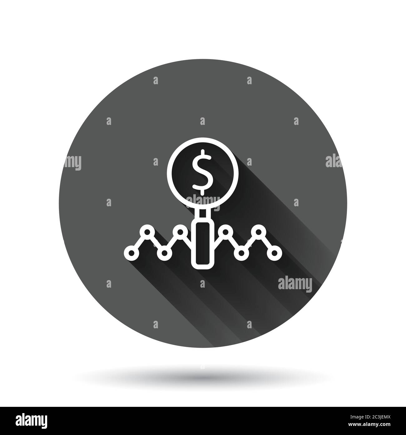 Magnifier glass with money icon in flat style. Dollar search vector ...