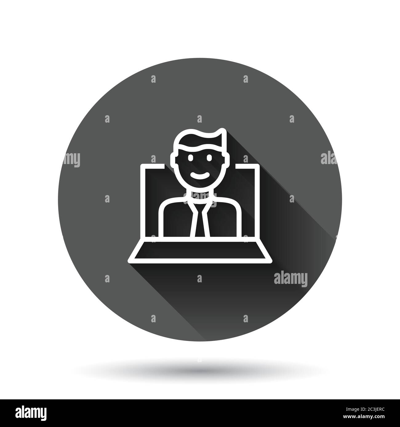 People with laptop computer icon in flat style. Pc user vector ...