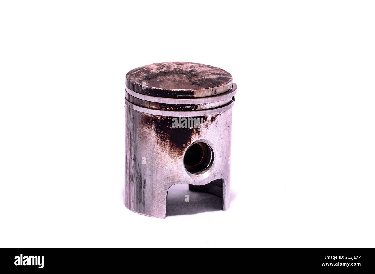 Old Worn Engine Piston Isolated on White Background Stock Photo - Alamy