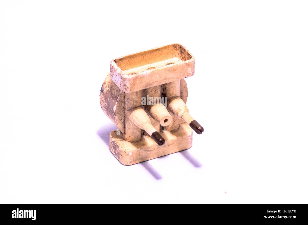 Old Vintage Triple Electrical Outlet on a White Background Stock Photo ...