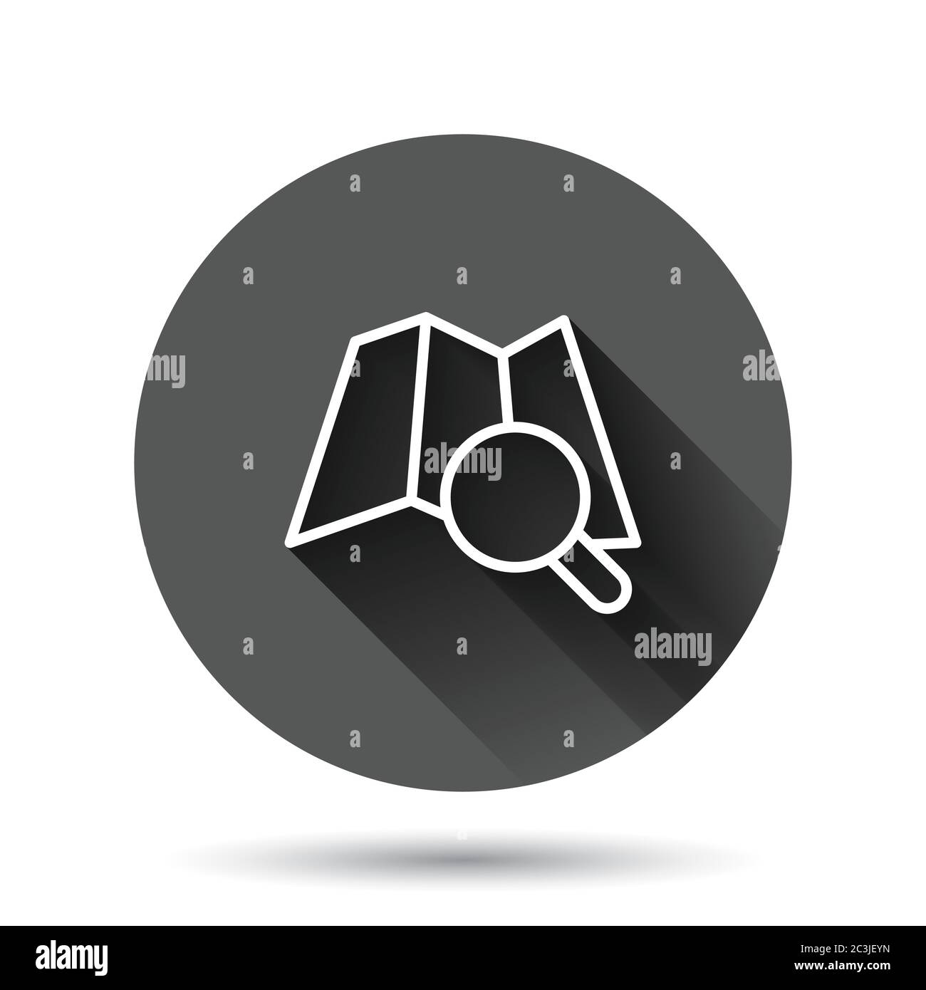 Map with magnifier icon in flat style. Gps navigation vector ...