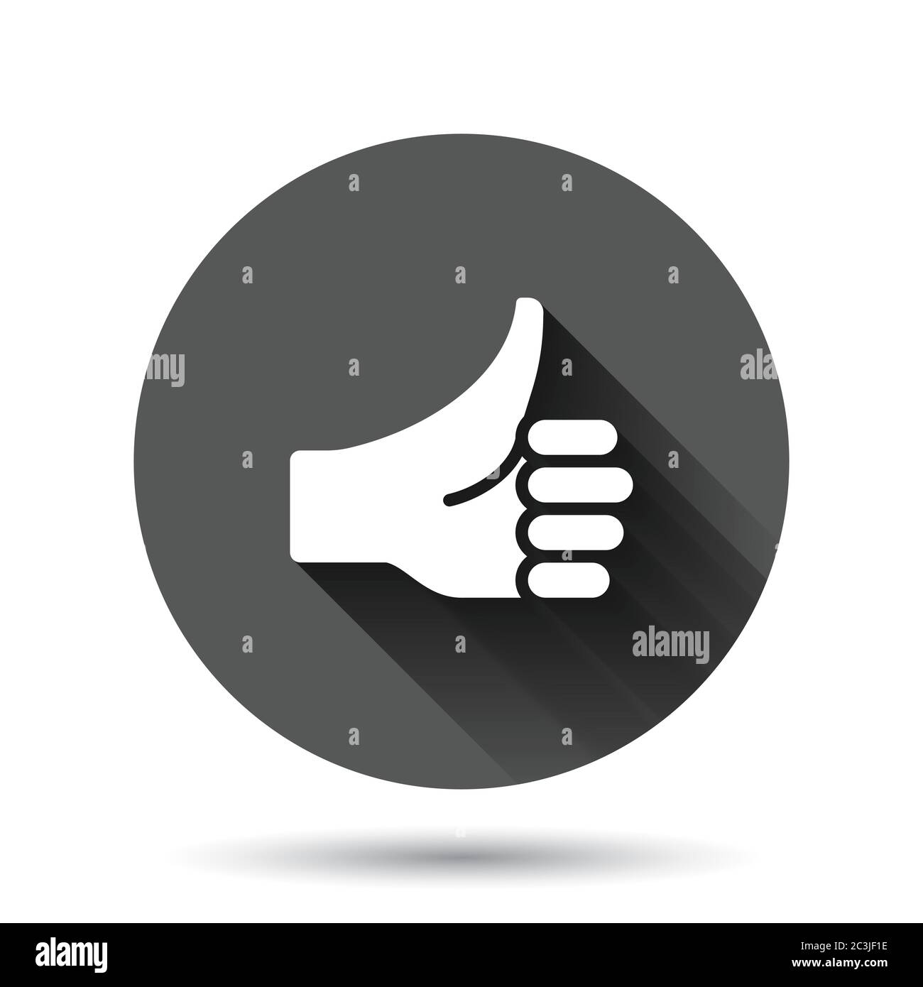 Thumb up icon in flat style. Like gesture vector illustration on black ...
