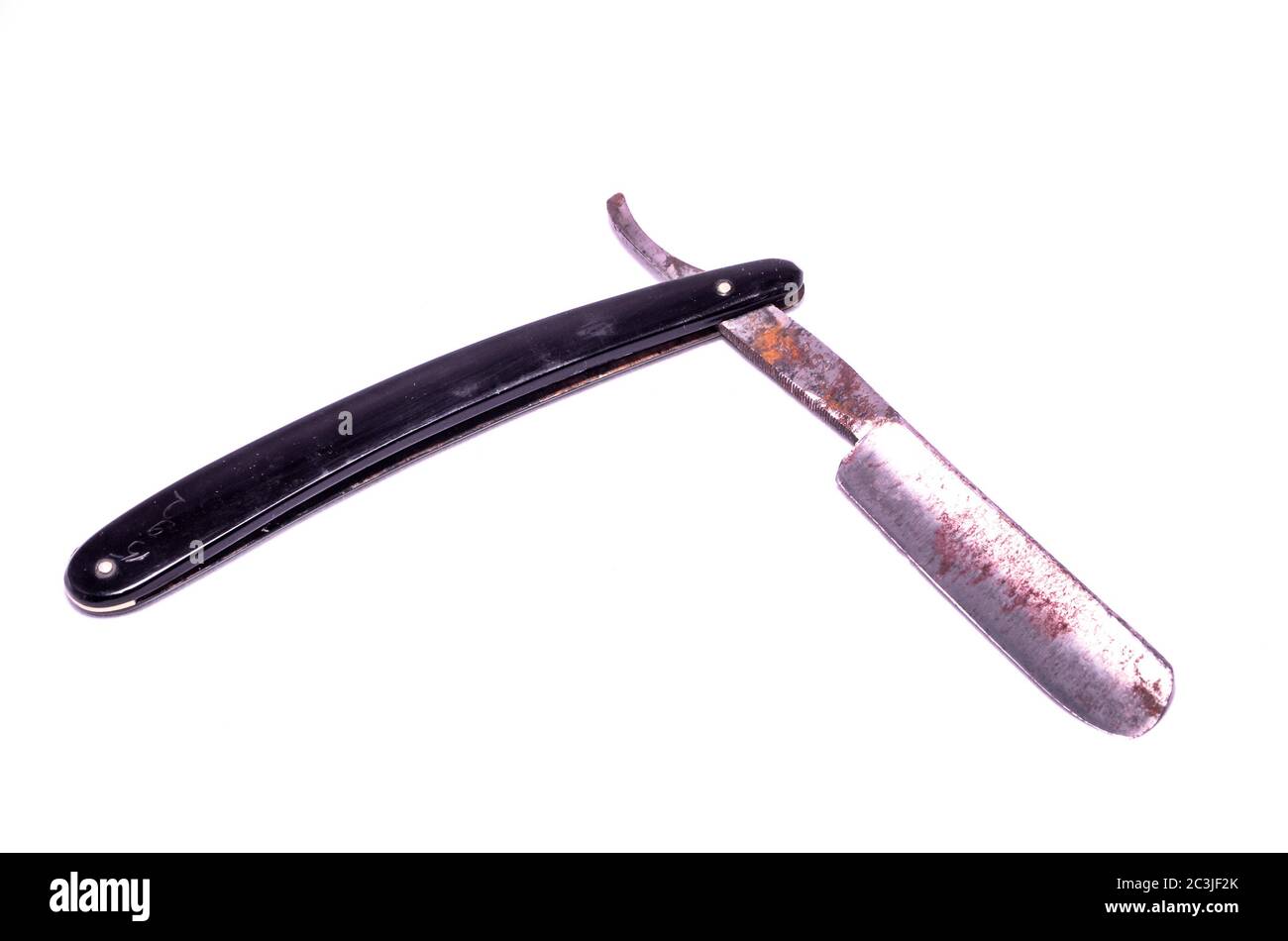 Close Up Isolation of a Vintage Rusty Straight Razor from 1800 Stock ...