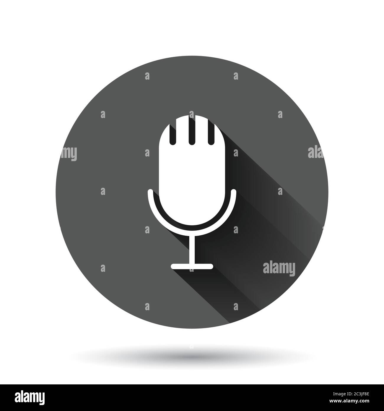 Microphone icon in flat style. Studio mike vector illustration on black ...