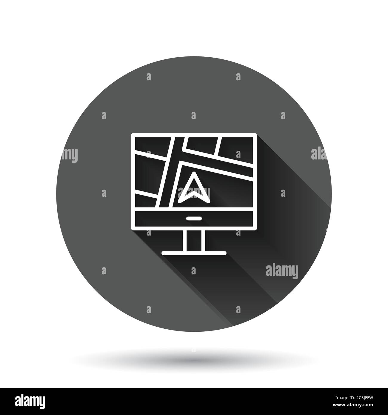 Computer navigation icon in flat style. Monitor pin gps vector ...