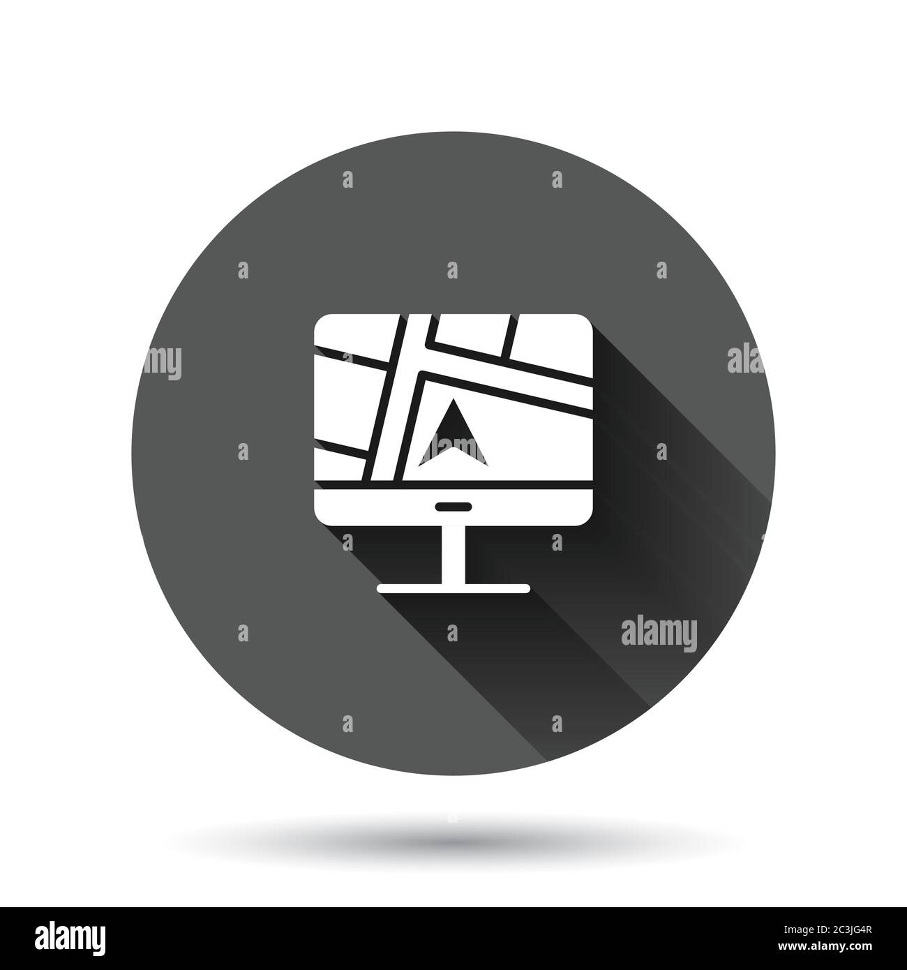 Computer navigation icon in flat style. Monitor pin gps vector ...